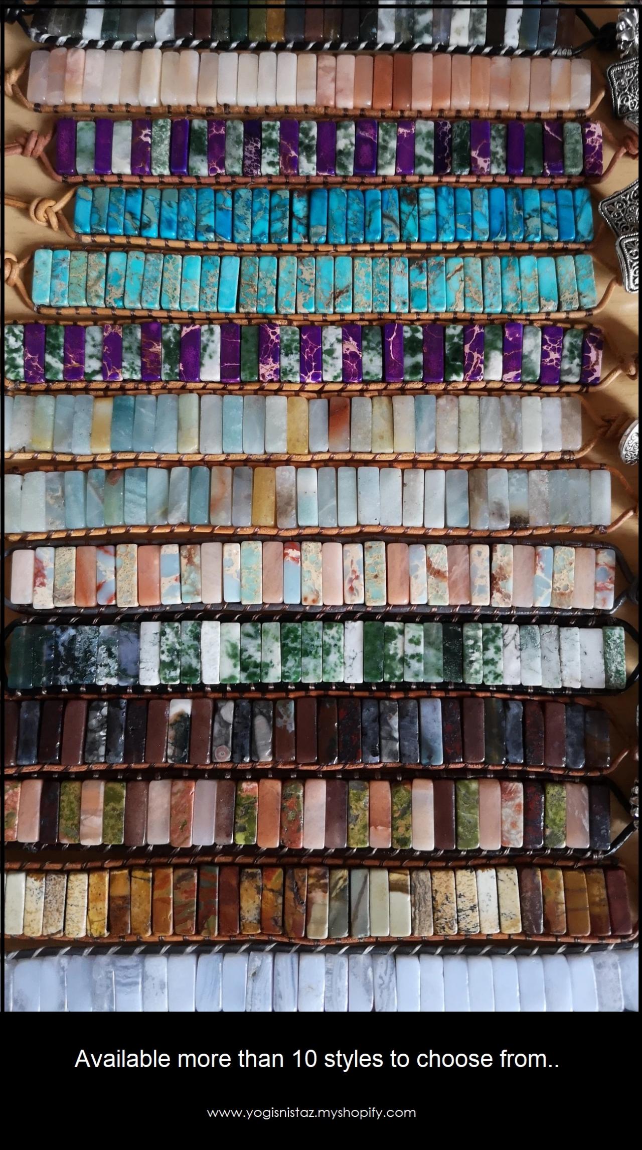 Tree And Moss Agate Tubestone Cuff Bracelet on Luulla